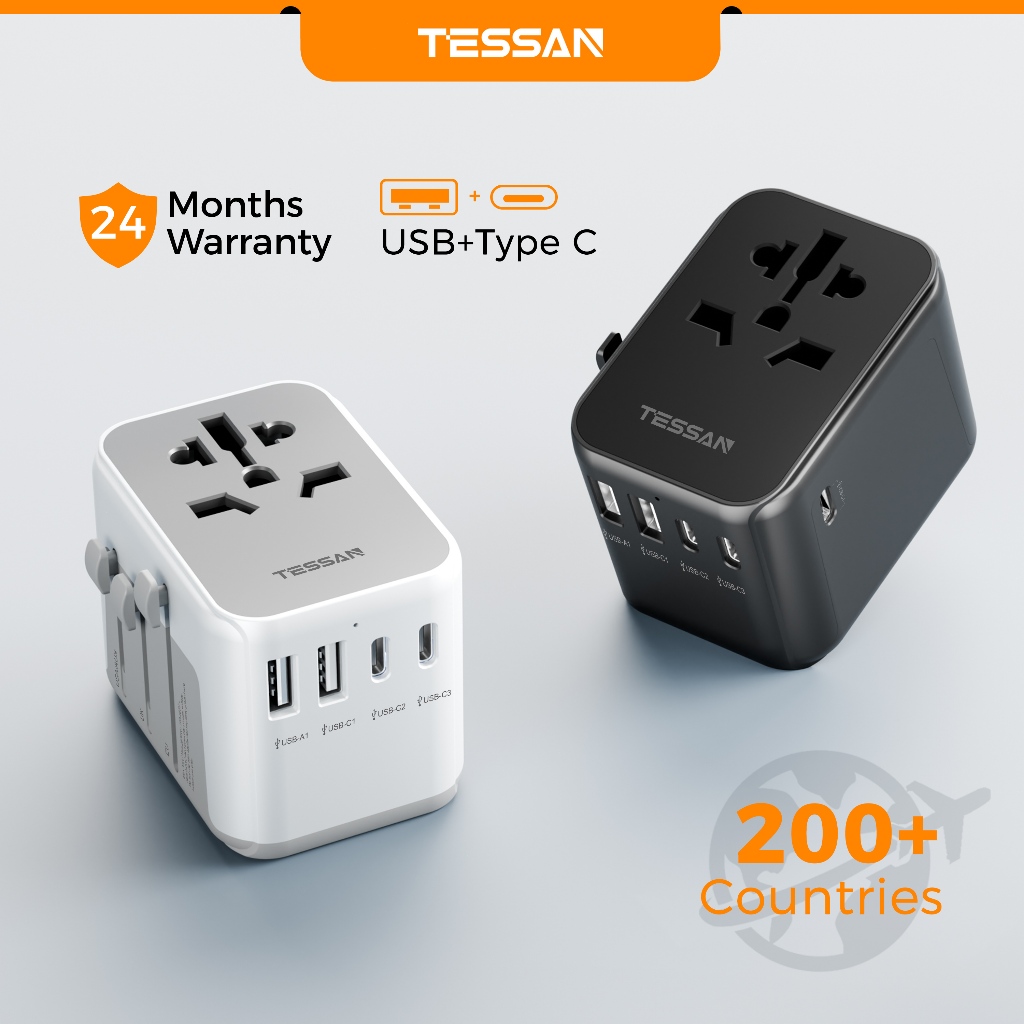 Jual TESSAN Universal Travel Adaptor dengan USB+Type C,Fast Charging ...