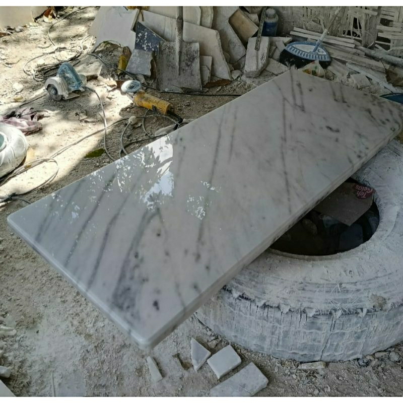 Jual Top Table Marmer Carrara Super Glosy | Shopee Indonesia