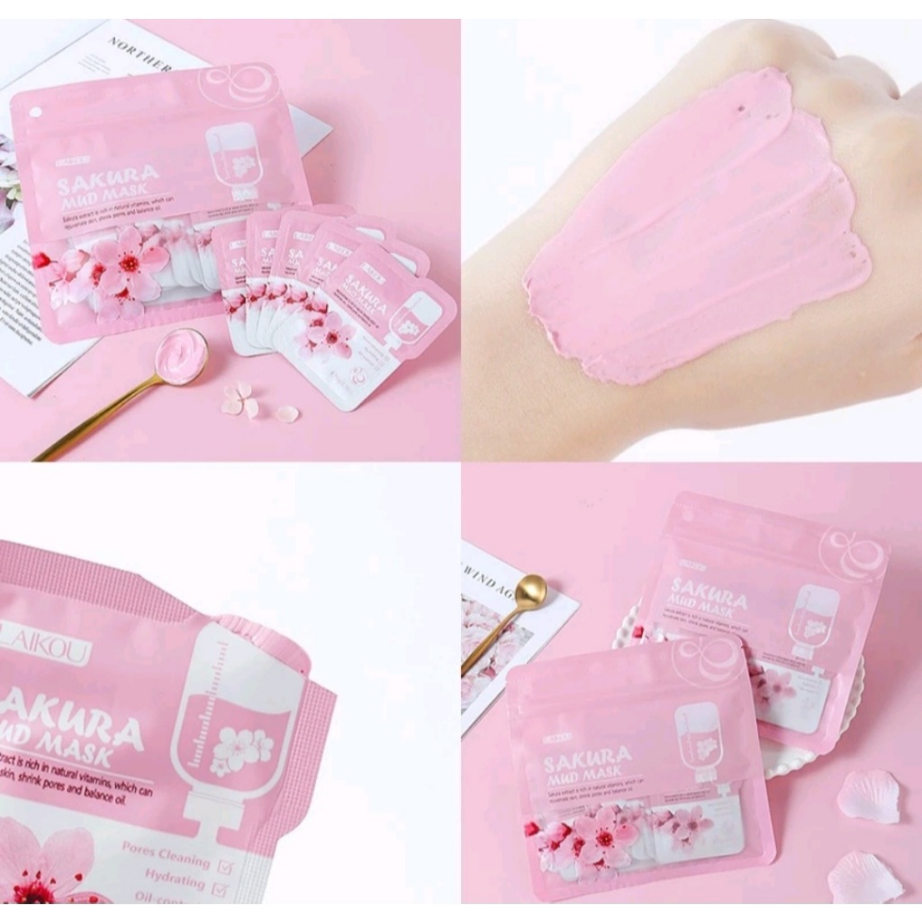 Jual LAIKOU Masker Lumpur Sakura 5g | Shopee Indonesia