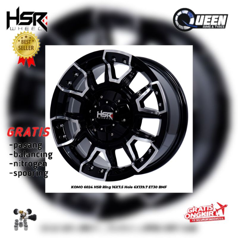Jual VELG RACING SEMI OFFROAD R16 PCD 6x139,7 HSR KOMO untuk mobil Pajero, Fortuner, hilux, H1 ...