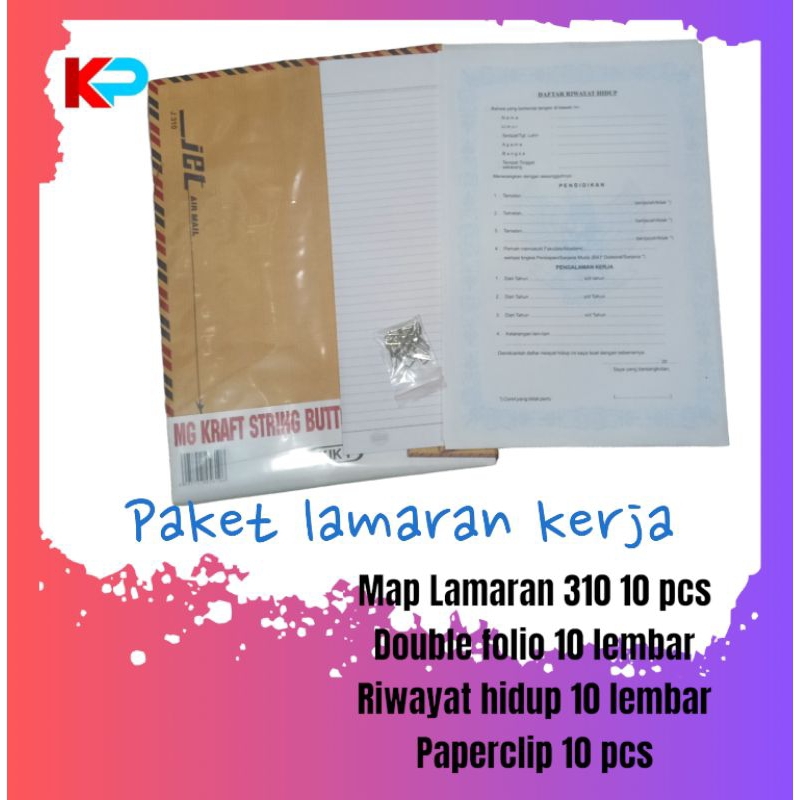 Jual PAKET MELAMAR KERJA (MAP TALI-DOUBLE FOLIO-CV-PAPERCLIP @10 PCS ...