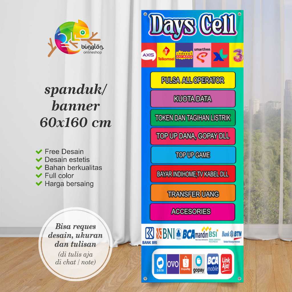 Jual Spanduk Banner Toko Konter Pulsa Cell Custom Desain | Shopee Indonesia