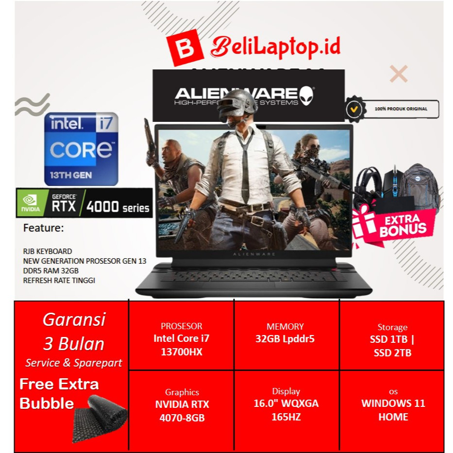 Jual Dell Alienware M16 R1 Intel Core I7 Gen 13 HX 32GB DDR5 2TB RTX ...