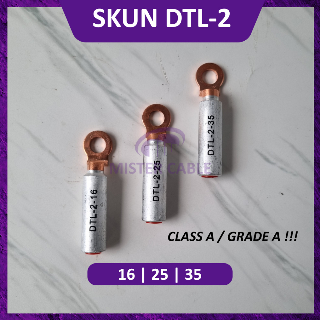 Jual Skun DTL-2 Bimetal 16 25 35 mm AL-CU Scun Kabel Aluminium Tembaga Cable Copper Bimetallic ...