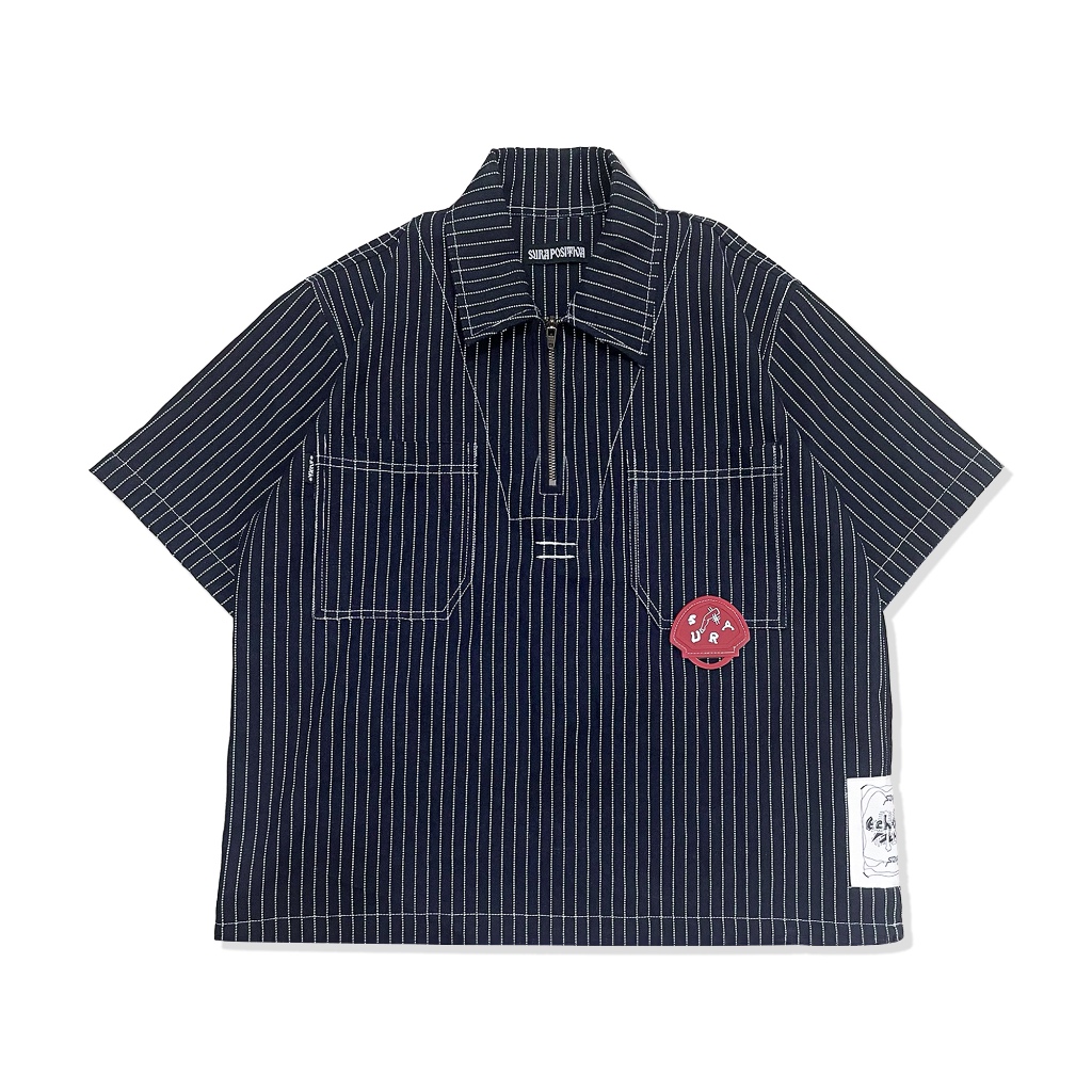 Jual Sura Positiva - Work Shirt Half Zipper (Unna) Woven Wabash Indigo ...