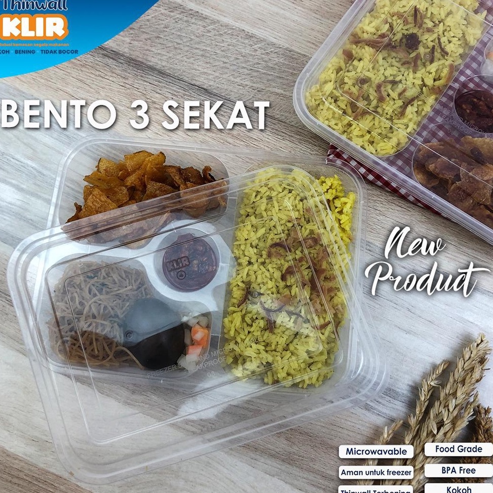 Jual el baru Thinwall Bento Sekat 3 Kotak Makan Plastik Bento Sekat 3 ...