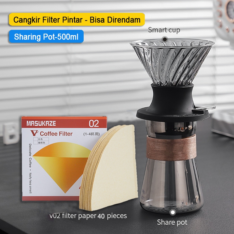 Jual Dripper v60 Hario Alat Kopi v60 Dripper Set Pot Berbagi Filter Kopi Pot Coffee Server Teko ...