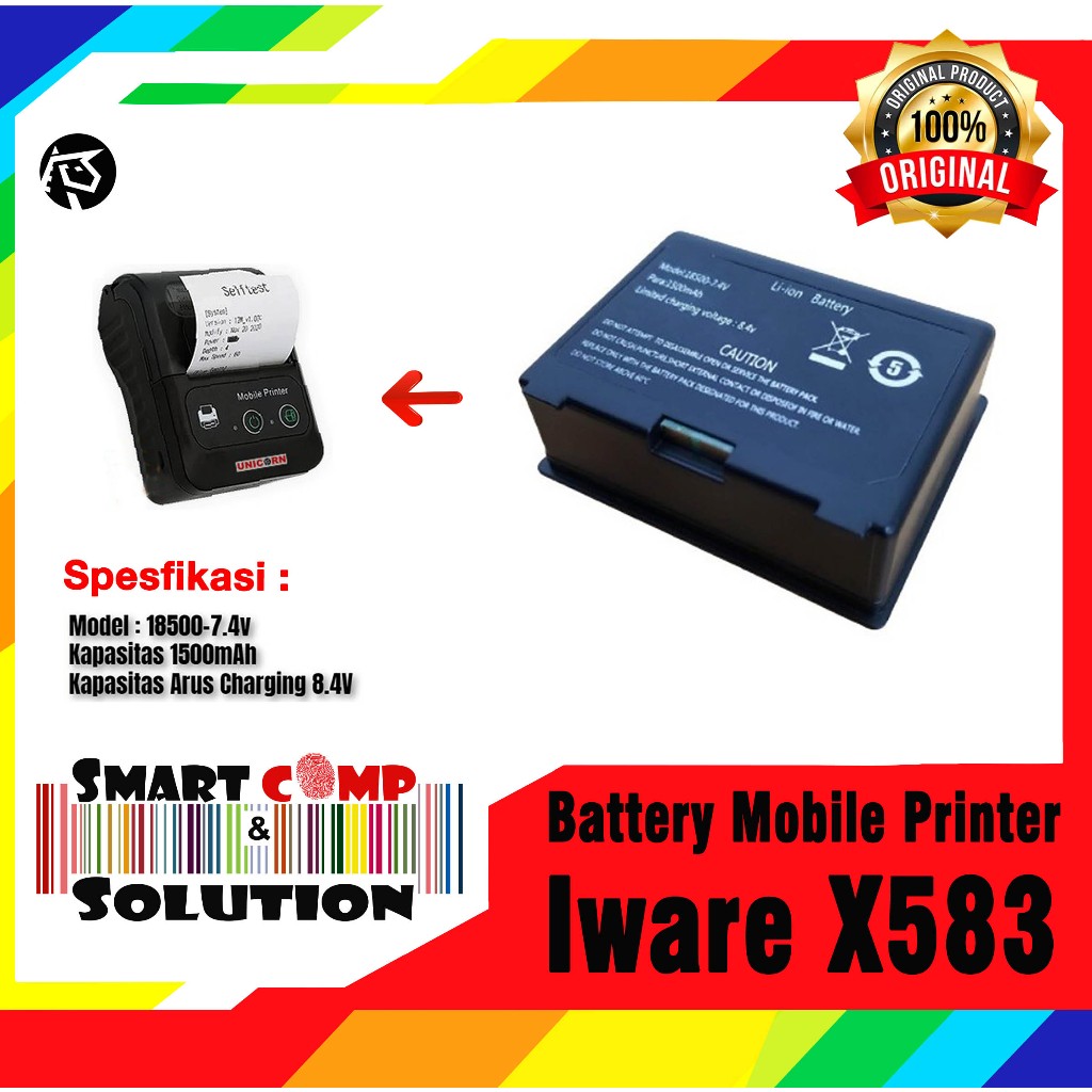 Jual Baterai Battery Batre Mobile Printer Bluetooth Thermal Iware X583 ...