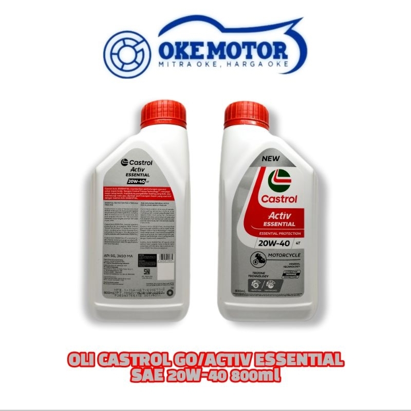 Jual Oli mesin CASTROL GO ACTIV ESSENTIAL 4T SAE 20W-40 800ML | Shopee ...