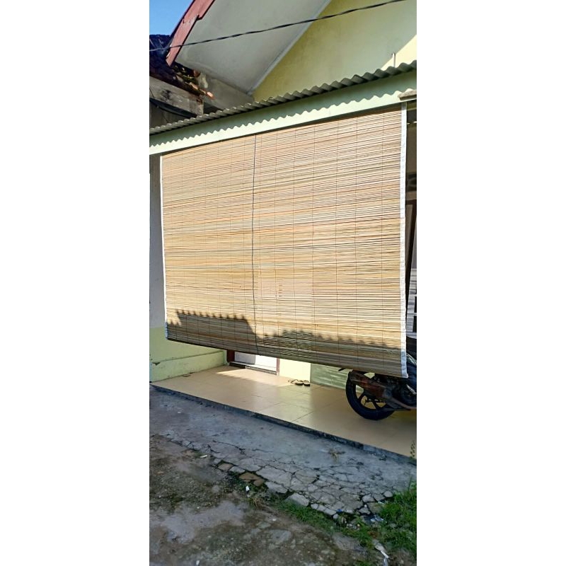 Jual tirai krey bambu outdoor natural uk 2,5x2+tali ring kerekan sisi tirai sudah di sulam rapi ...