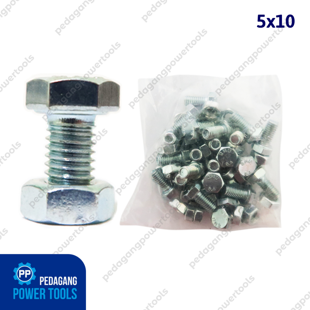 Jual JP Baut Mur M5 x 10 mm Isi 25 pcs Putih Kunci 8 Hexagon Skrup BM 5x10 | Shopee Indonesia