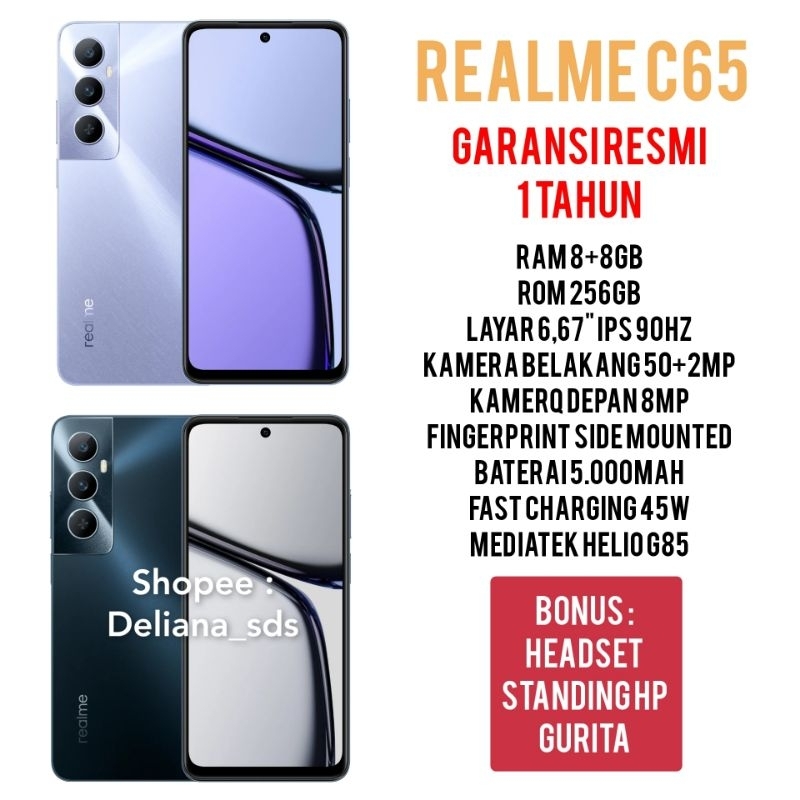Jual Realme C65 8/256 8+8/256 16/256 Garansi Resmi 1 Tahun Realme C65 8/256 Realme C65 16/256 ...
