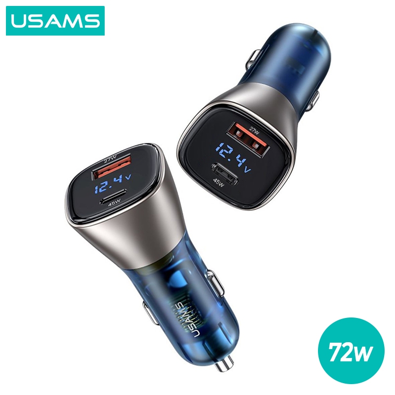 Jual USAMS C29 Car Fast Charger Mobil Dual Port Digital Display 72w ...
