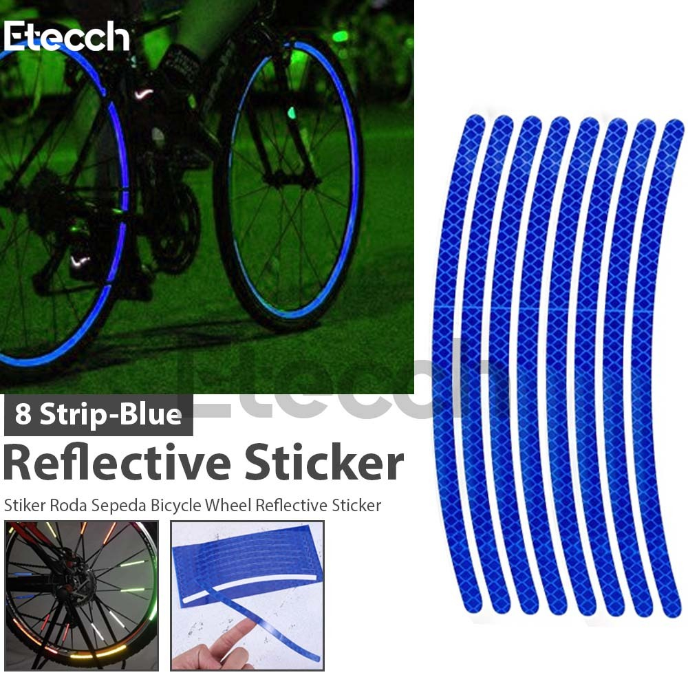 Jual Stiker Roda Sepeda Bicycle Wheel Reflective Sticker 8 Strip - Blue ...