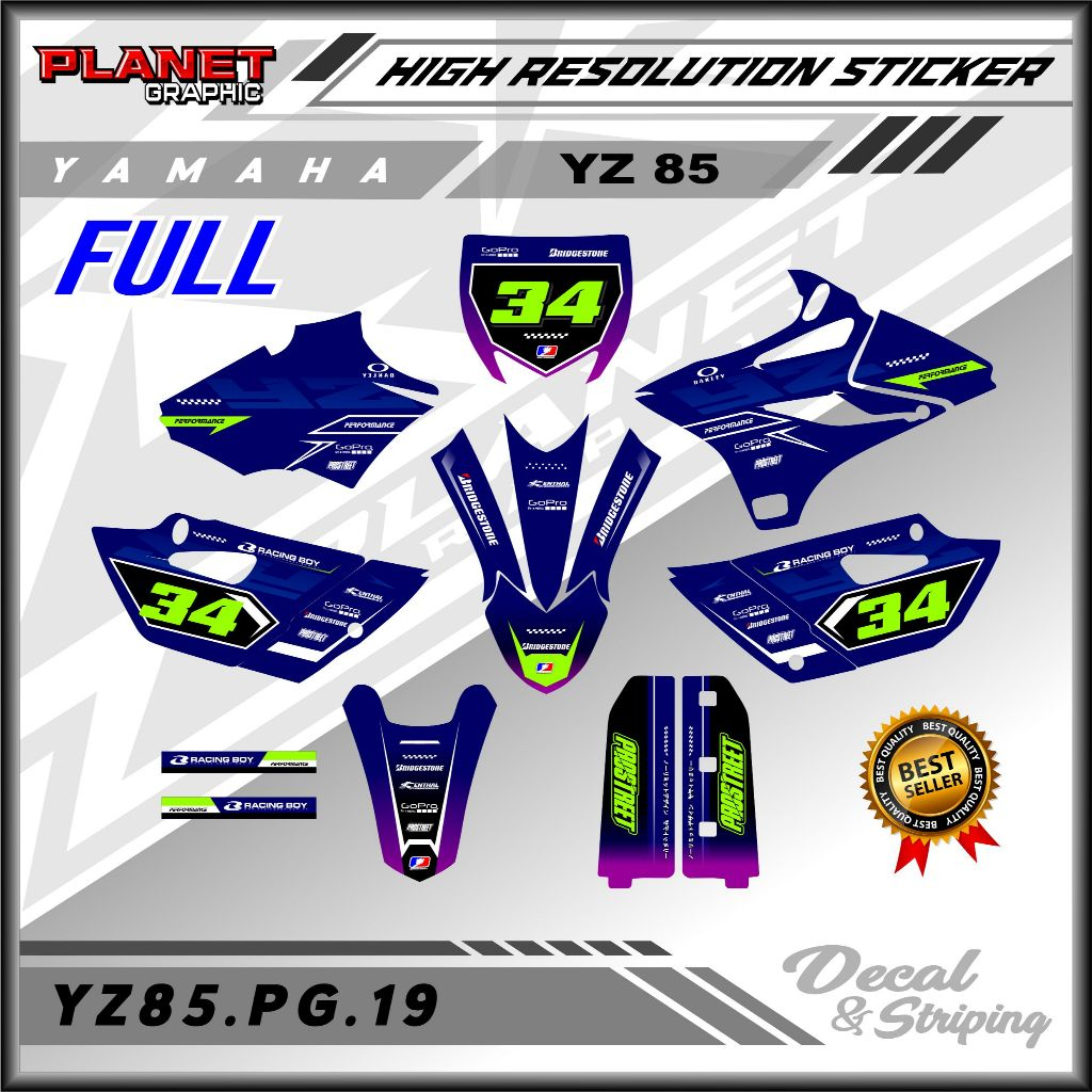 Jual Sticker/Decal Variasi YAMAHA YZ 85 Motif Racing FULL/SEMI - YZ85 ...
