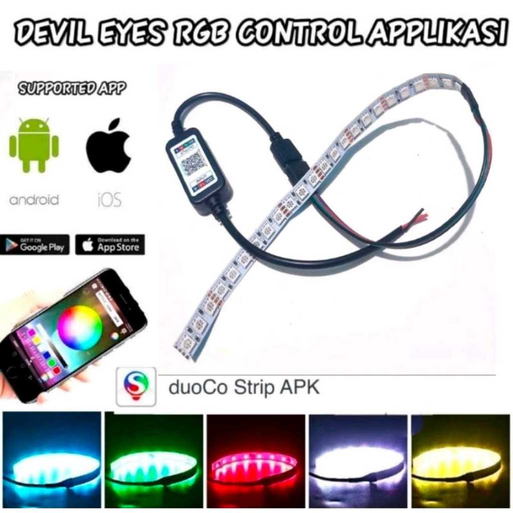 Jual LAMPU DEMON EYES DEVIL RGB ANDROID KONEK BLUETOOTH UNIVERSAL MOTOR ...