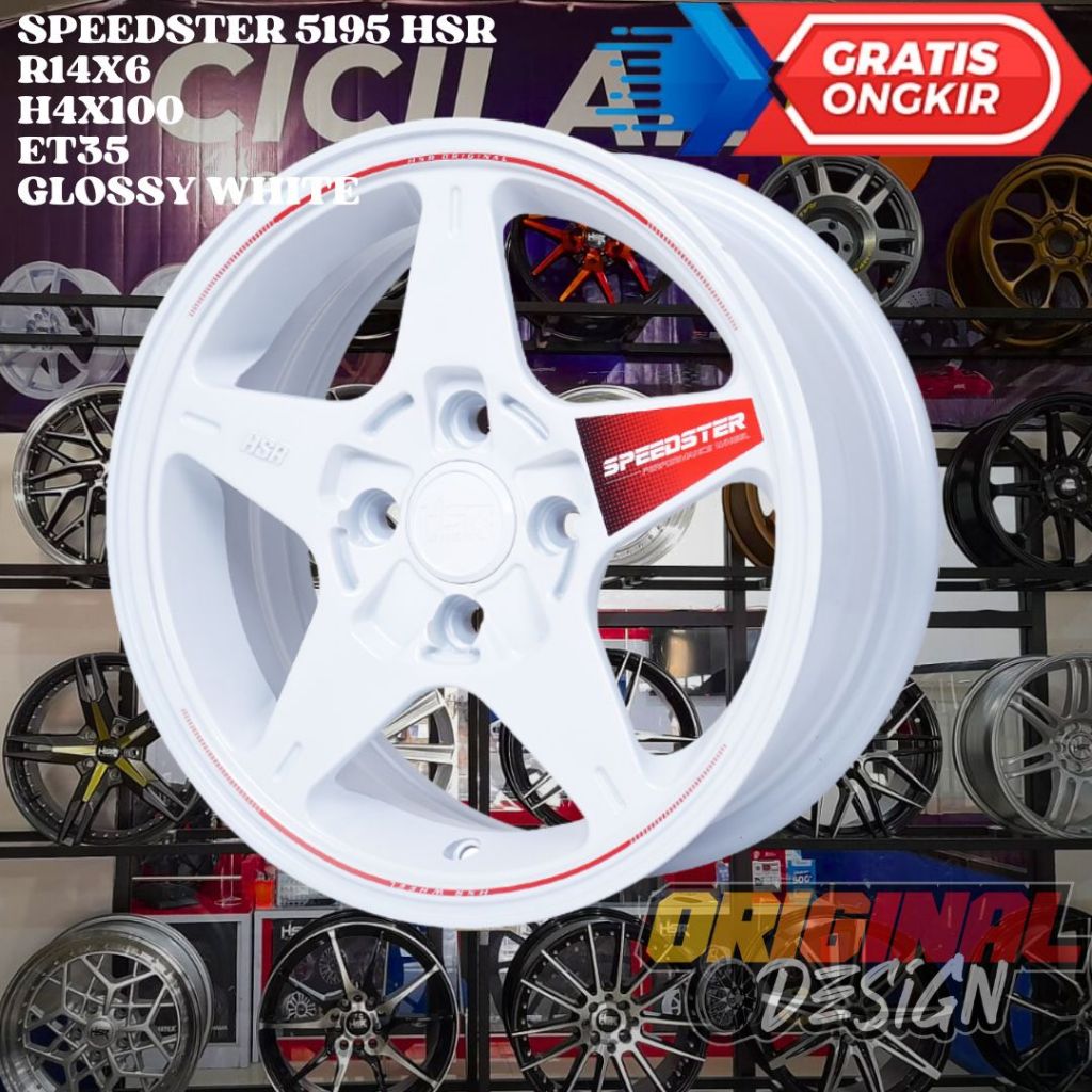 Jual Velg Mobil Ring 14 HSR SPEEDSTER R14 LEBAR 6 BAUT 4 ET35 WHITE / PUTIH | Shopee Indonesia
