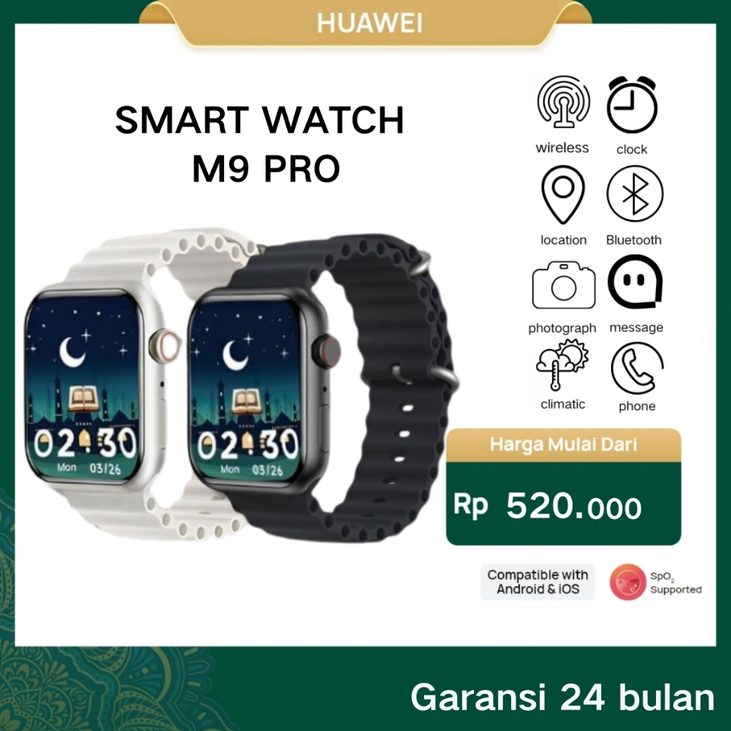 Jual HUA/WEI Smart Watch M9 PRO Jam tangan Muslim untuk pria dan wanita ...