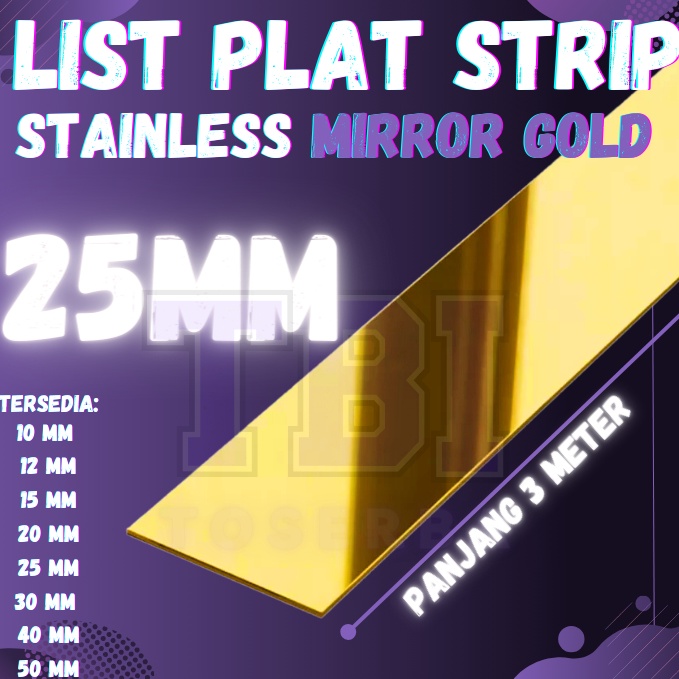 Jual Koleksi Terbaru PLAT STRIP MIRROR GOLD STAINLESS STEEL 21 25MM ...