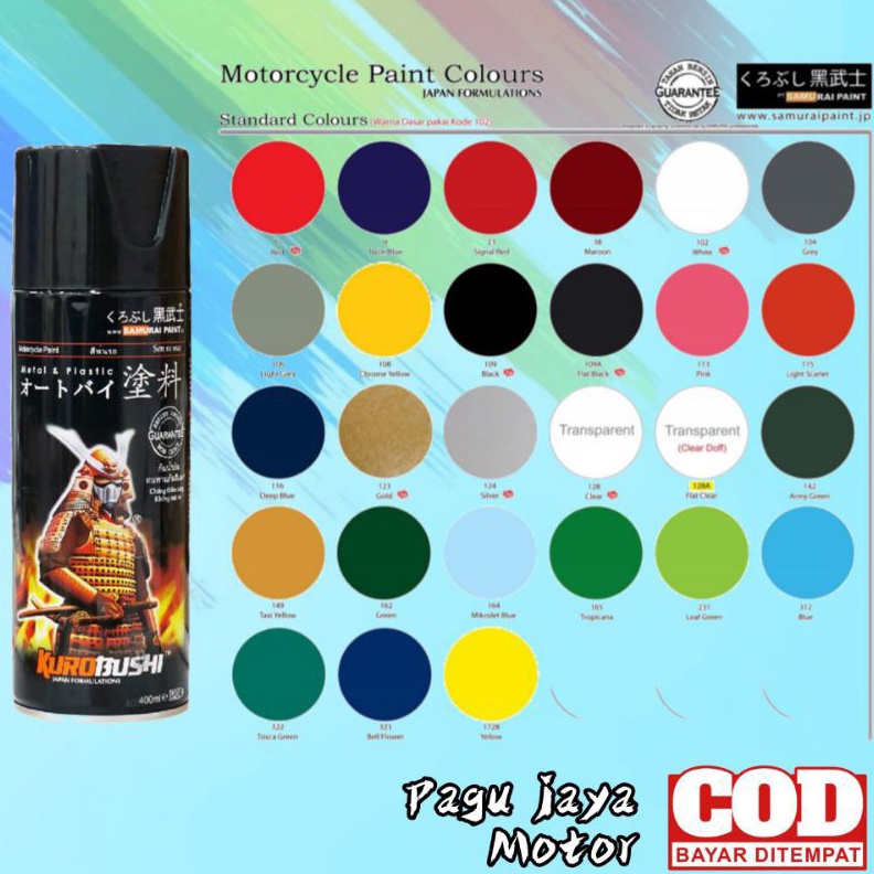Jual KODE Y96Z samurai paint 4cc semua warna standard colors cat semprot spray pilok pilox ...