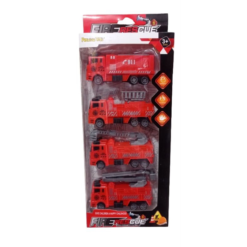 Jual mainan mobil pemadam kebakaran set mini isi 4Pcs pull back ...