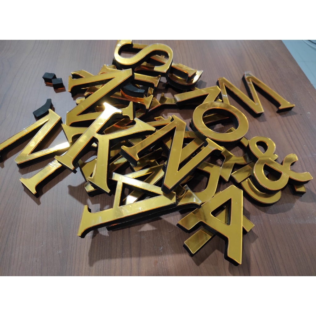 Jual Huruf Timbul Akrilik Mirror + Spons eva READY Siap Kirim (TIDAK ...