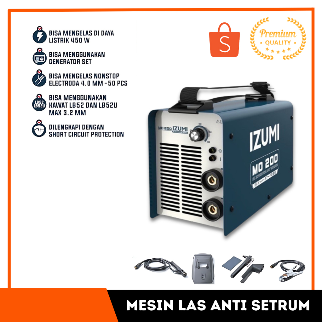 Jual Mesin Las Inverter Listrik IZUMI MO 200 450 Watt SET Travo Las ListrikMO200 450W Welding ...