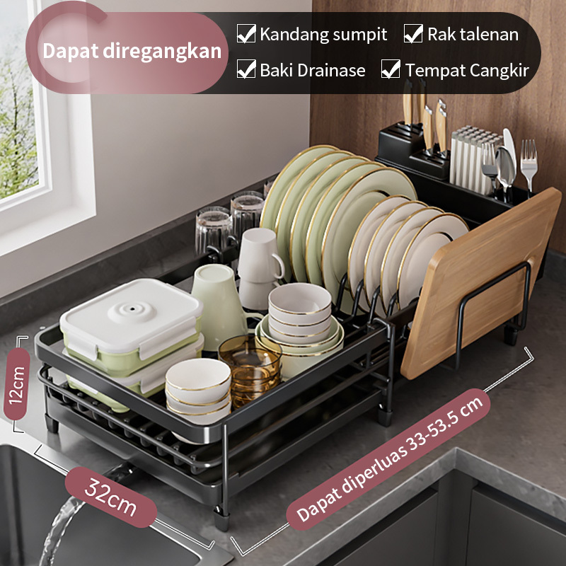 Jual Rak piring Multifungsi Rak Cangkir Dapur Penyimpanan Rak Pengering ...