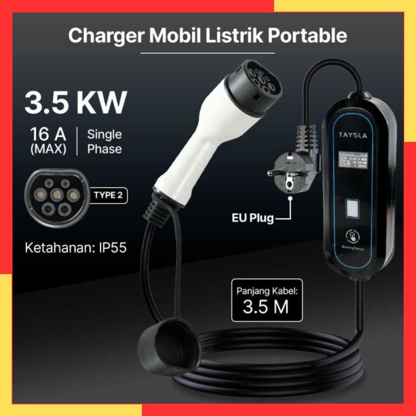 Jual Charger Cas Mobil Listrik Fast Charging Portable EV LED 16A 3.5kW ...
