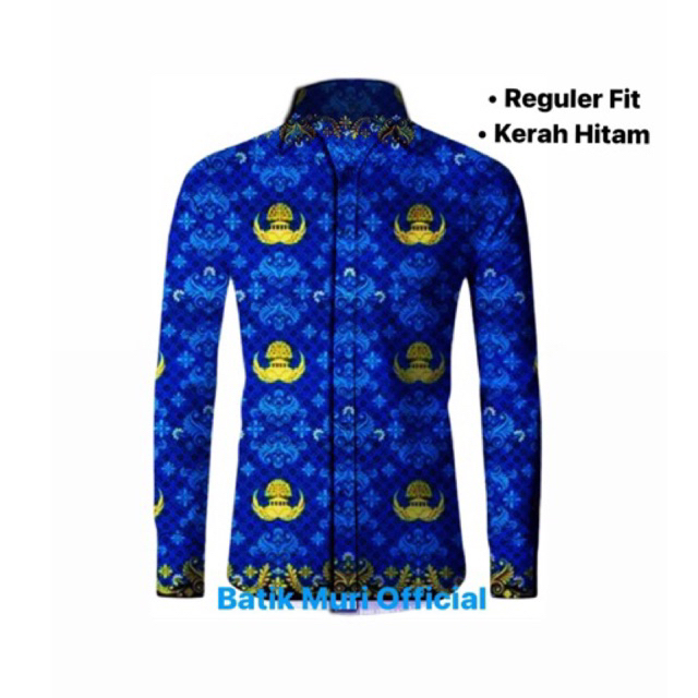 Jual Batik KORPRI Pria Kerah Hitam Baru Full Furing Katun Halus C40s Lengan dan Kerah Hitam ...