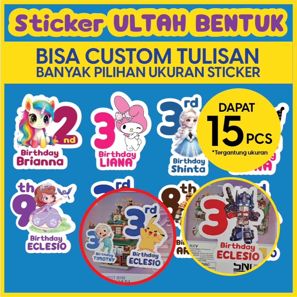 Jual Sticker Ulang Tahun Anak ULTAH BENTUK Sticker Bento Birthday ...