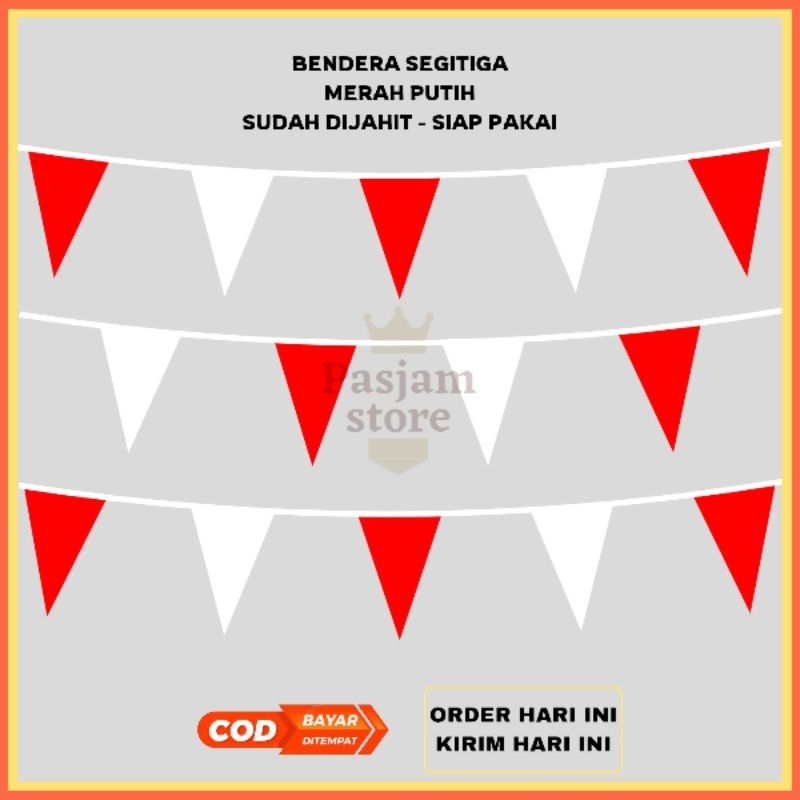 Jual Bendera Segitiga Merah Putih rentang festival bunting flag kain banner Hias karnaval Warna ...