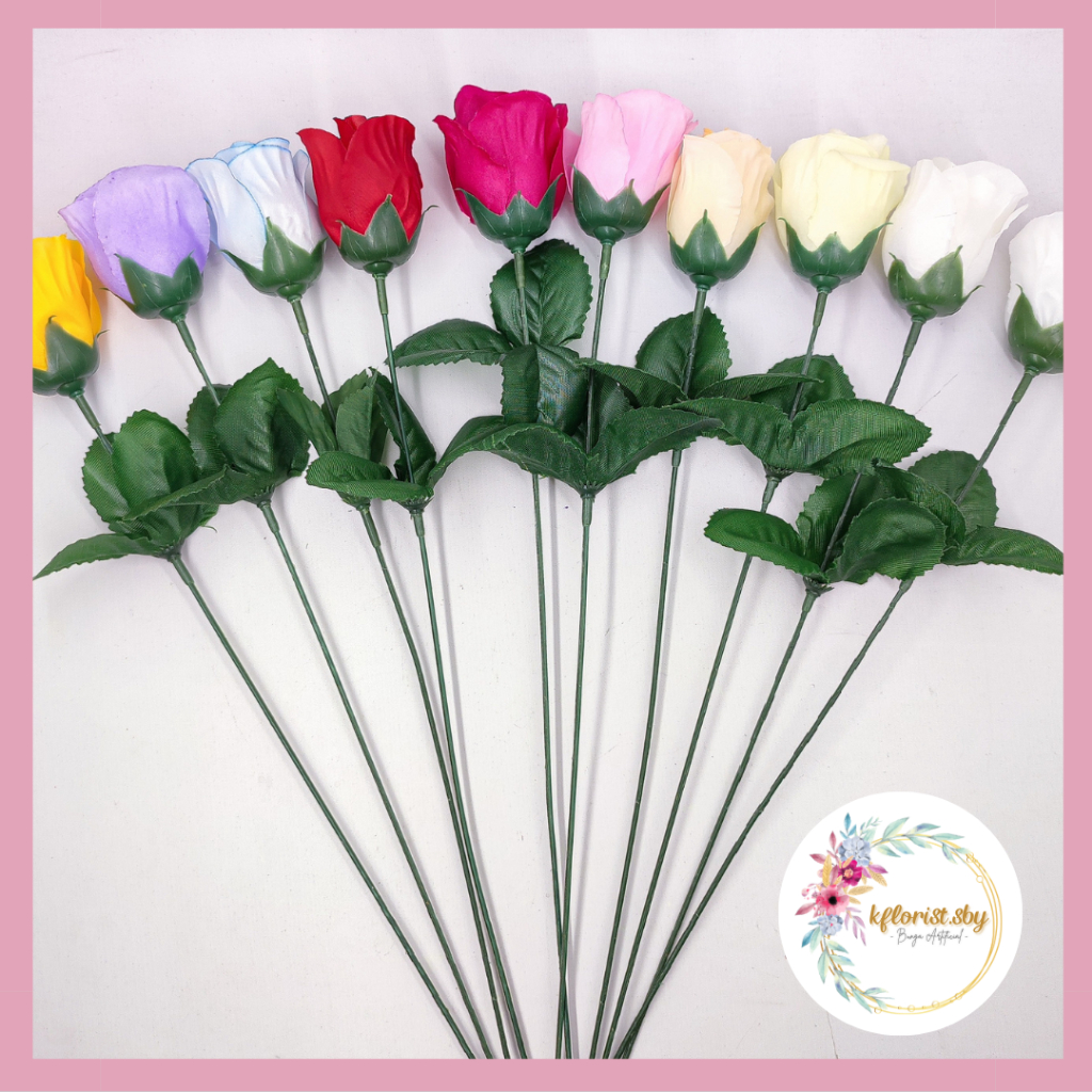 Jual Bunga Artificial Mawar Kuncup Valentine Rose Single Ribbon up 35 / ...