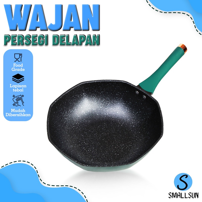 Jual (SS) Wajan Batu Medis Hijau Persegi Delapan Premium Frypan Anti ...