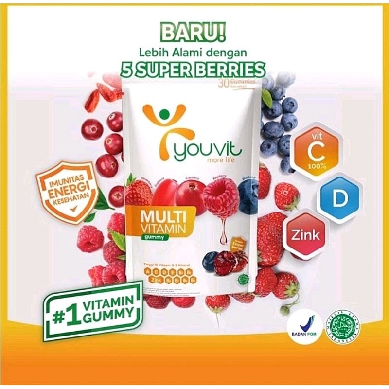 Jual YOUVIT Multivitamin Dewasa 1 Pouch isi 30 Gummy Original | Shopee Indonesia