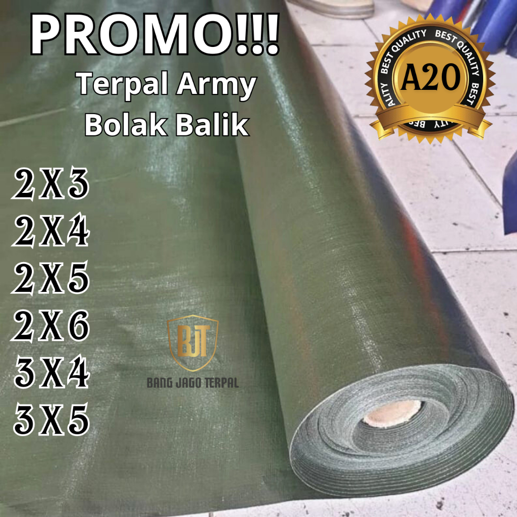 Jual Terpal Plastik Tebal A20 Korea Army hijau botol bolak balik 2x5 ...