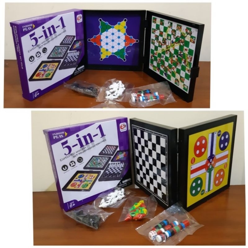 Jual Mainan Board Game 5 in 1 Catur Ludo Halma Ular Tangga Checkers ...