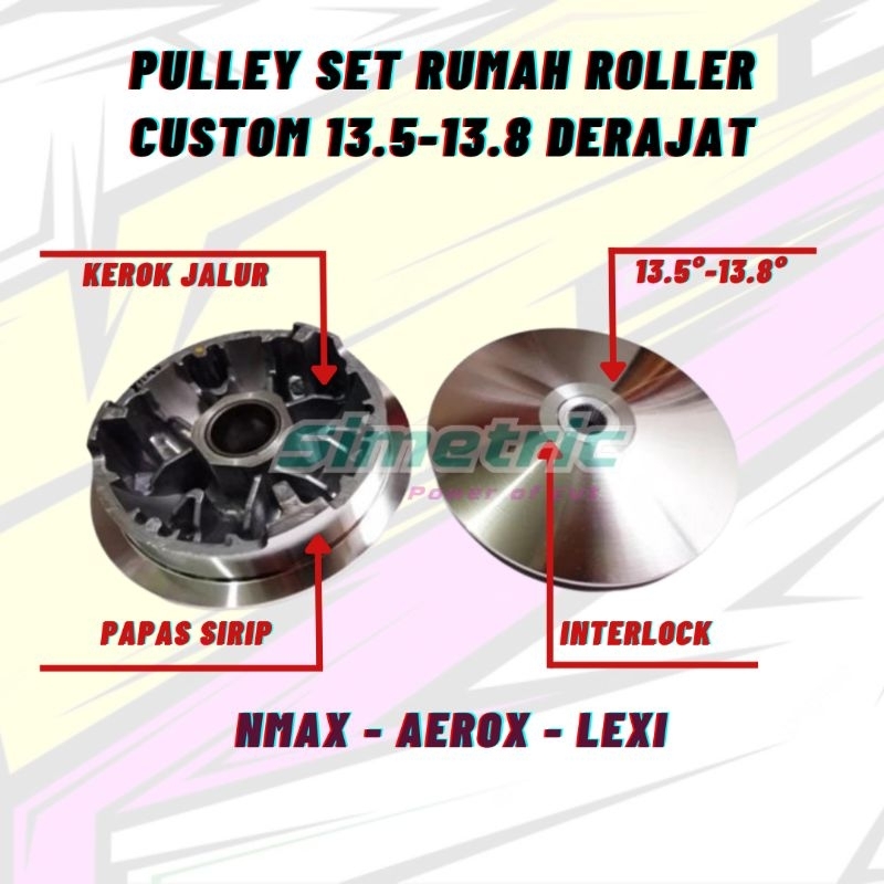 Jual Rumah Roller Set Pulley Custome Nmax Aerox 155 Lexi Bubut Derajat 13.5 13.8 Kerok Jalur ...