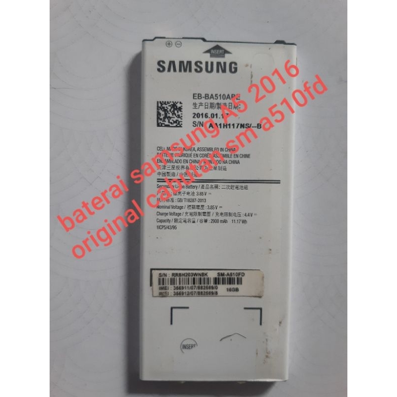 Jual BATERAI SAMSUNG A510FD A5 2016 ORIGINAL CABUTAN | Shopee Indonesia