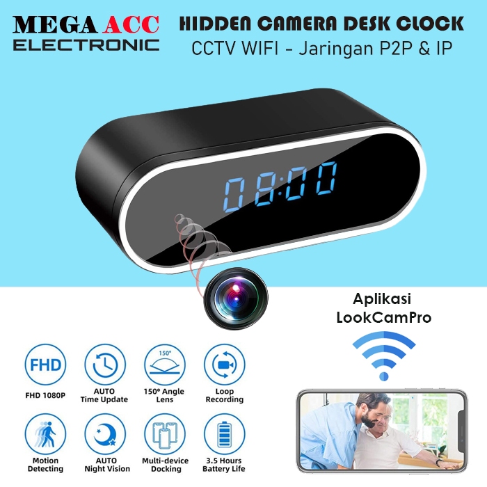 Jual Ip Camera Wireless CCTV WIFI Desk Clock HD 1080P - Kamera ...