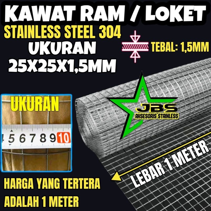 Jual KAWAT RAM/LOKET 25×25×1,5MM×1MTR STAINLESS SUS 304 | Shopee Indonesia