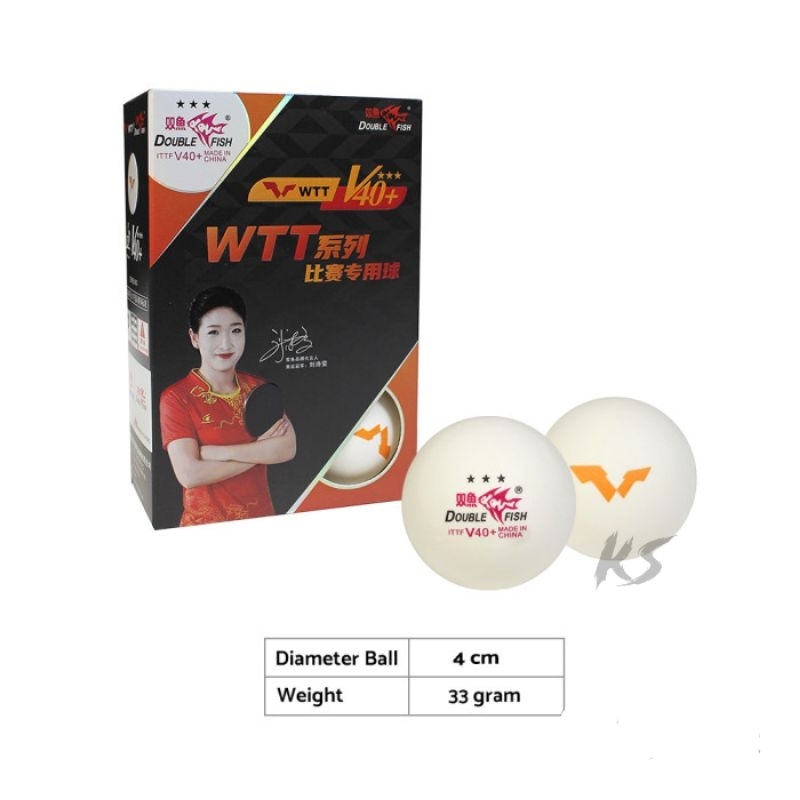 Jual Bola Pingpong Tenis Meja DOUBLE FISH V40+ WTT Isi 6 Original | Shopee Indonesia