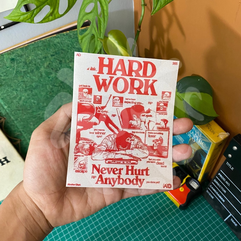 Jual stiker hard work / stiker poster / sticker aesthetic / sticker ...