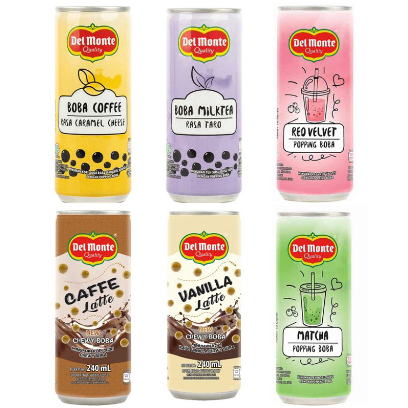 Jual Del monte chewy boba vanilla latte / matcha / karamel keju / red ...