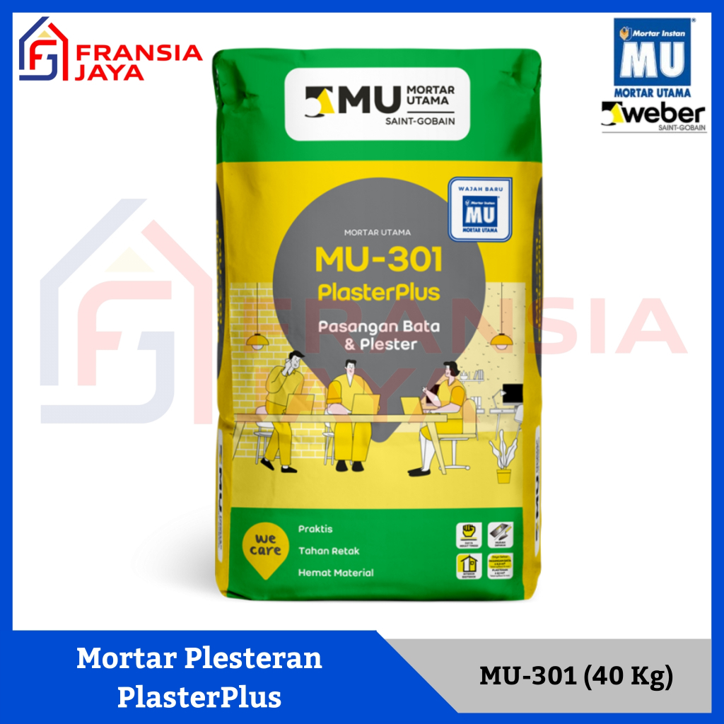 Jual MU-301 MU301 Mortar Plesteran Beton PlasterPlus 40 kg Mortar Utama ...