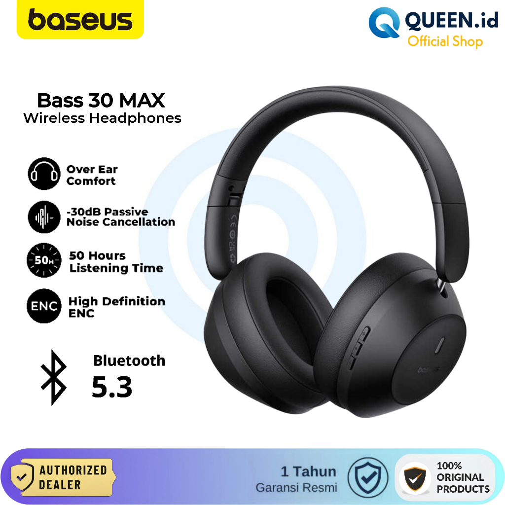 Jual Baseus Bass 30 Max Wireless Bluetooth Headphone Headset ENC ...