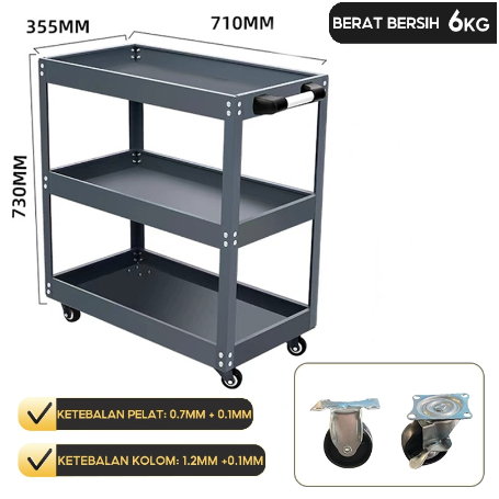 Jual Reaim Troli Bengkel Rak 3 Susun Trolly Besi Trolley Gerobak Alat ...