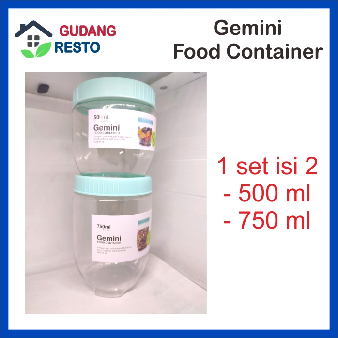 Jual GEMINI FOOD CONTAINER 1 set 750ml + 500ml Toples Tempat Wadah ...