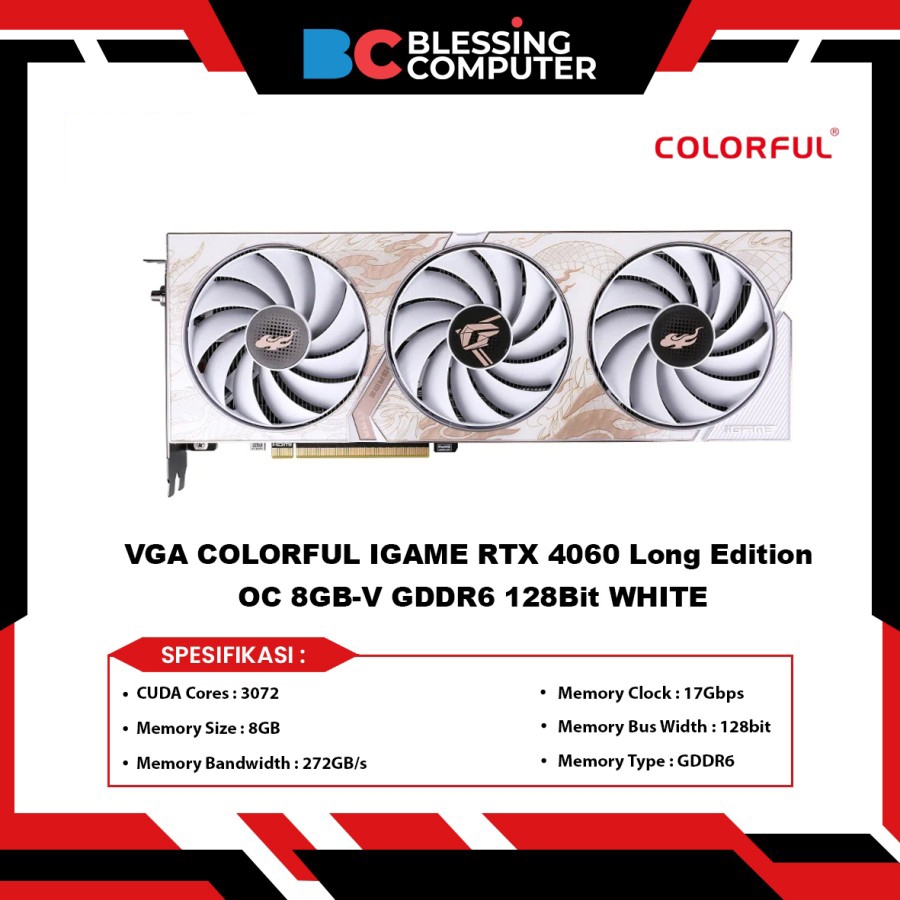 Jual VGA COLORFUL IGAME RTX 4060 Long Edition OC 8GB V GDDR6 128Bit ...