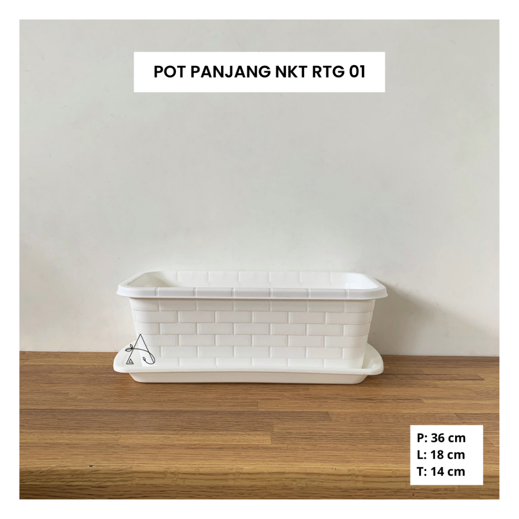 Jual Pot Bunga Panjang NKT RTG 01 + Alas/Tatakan/Tray Pot (1 Set) | Shopee Indonesia